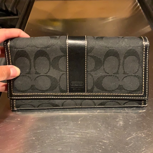 Coach | Bags | Coach Black Monogram Long Wallet | Poshmark